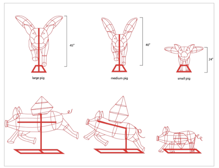 Topiary Flying Pigs – Moss Covered - TOPIARYTREE.NET